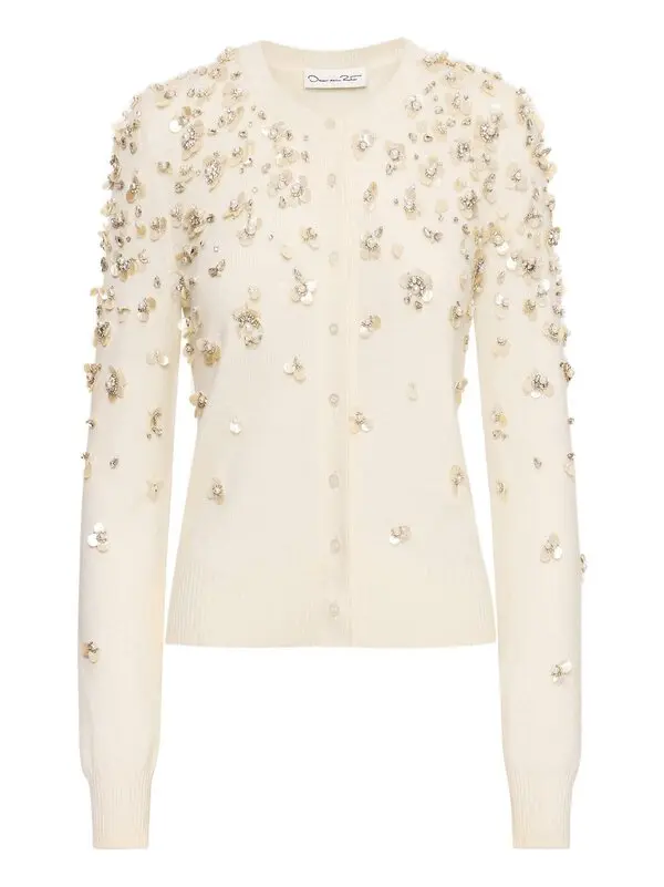 Oscar De La Renta Embroidered Cardigan - White