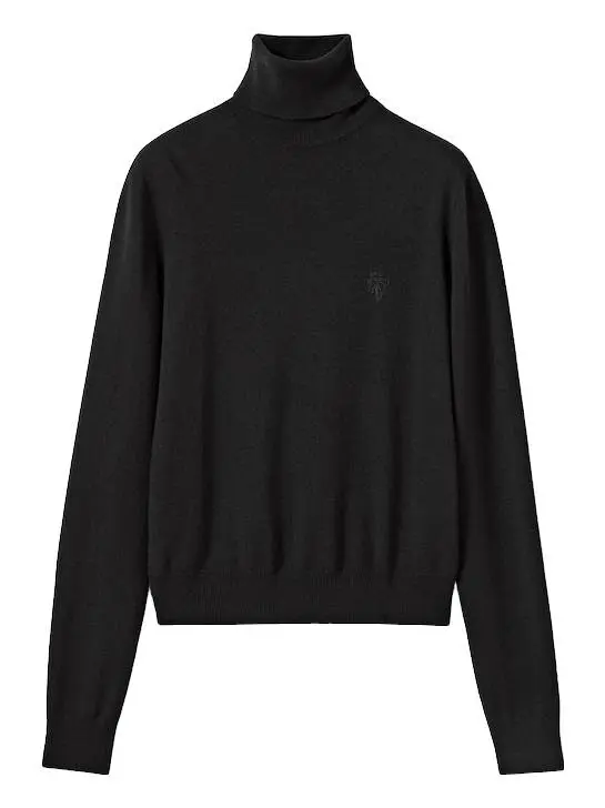 Gucci Knit Wool Turtleneck With Embroidery - Black