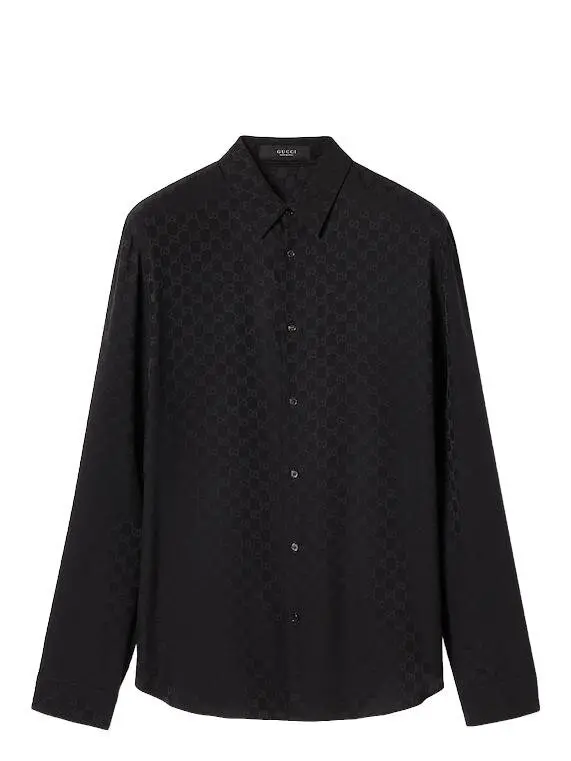 Gucci Gg Silk Jacquard Shirt - Black