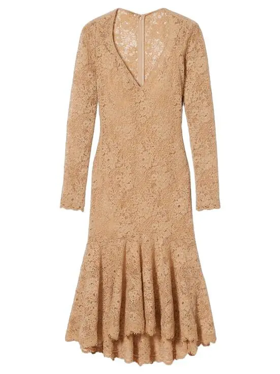 Gucci Gg Flower Stretch Lace Dress - Beige