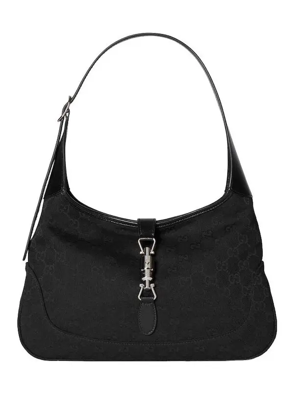 Gucci Jackie 1961 Medium Shoulder Bag Gg Canvas - Black