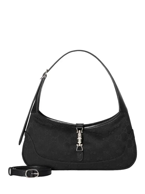 Gucci Jackie Slim Medium Shoulder Bag Gg Canvas - Black