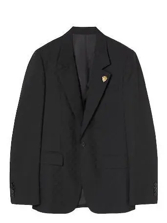 Gucci Single-breasted Gg Wool Jacket - Black