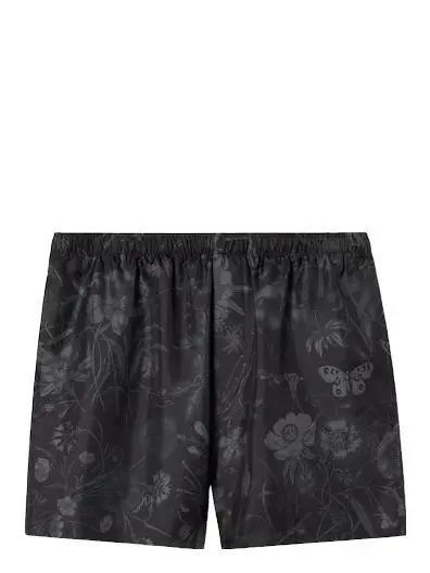 Gucci Printed Silk Twill Shorts - Black