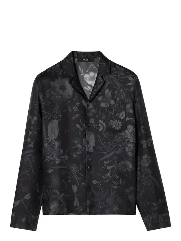 Gucci Printed Silk Twill Bowling Shirt - Black