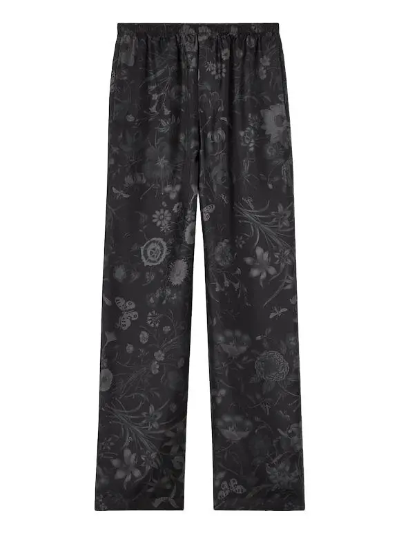 Gucci Printed Silk Twill Pants - Black