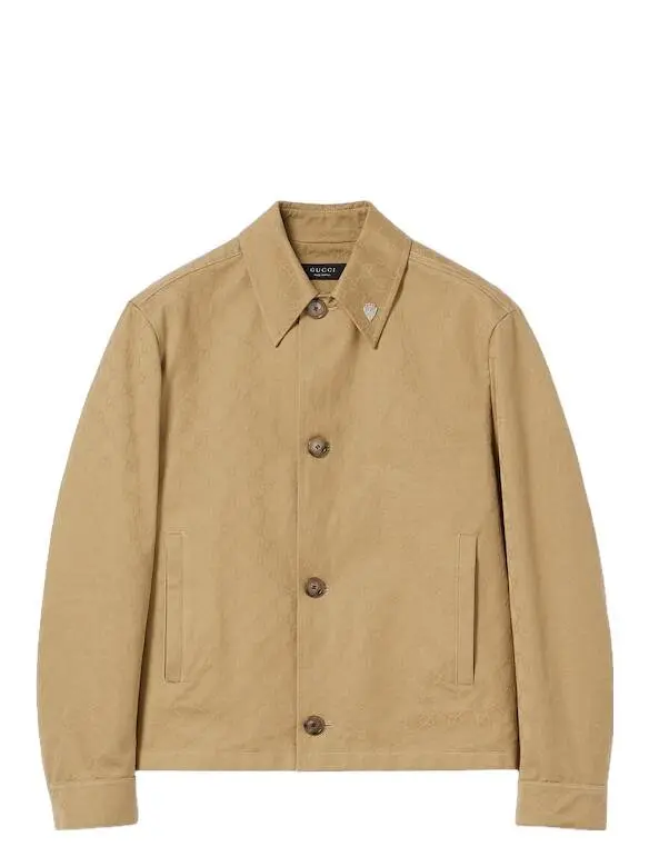 Gucci Gg Cotton Gabardine Jacket - Beige