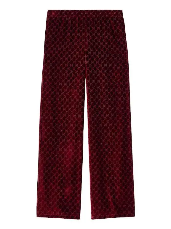 Gucci Gg Velvet Devoré Sportswear Pants - Bordeaux