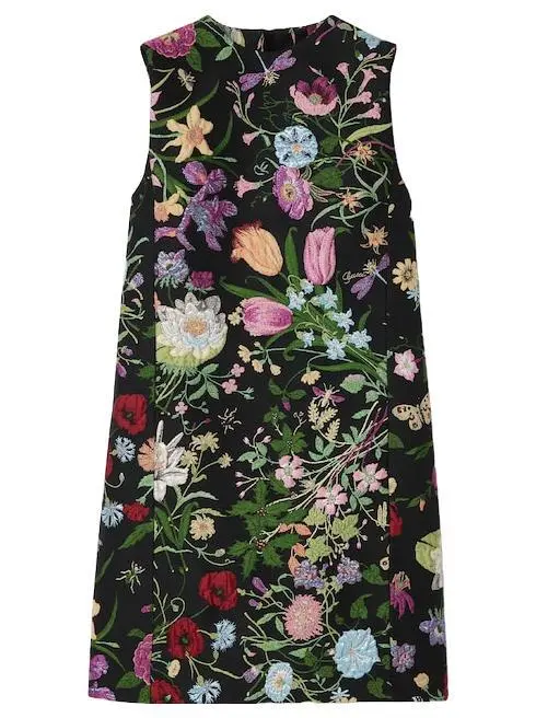 Gucci Flora Silk Brocade Dress - Black