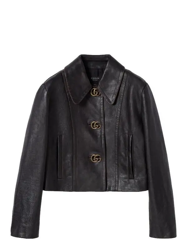 Gucci Aged Effect Leather Jacket - Black