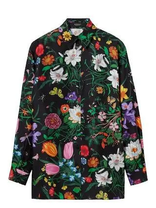 Gucci Printed Silk Twill Shirt - Black