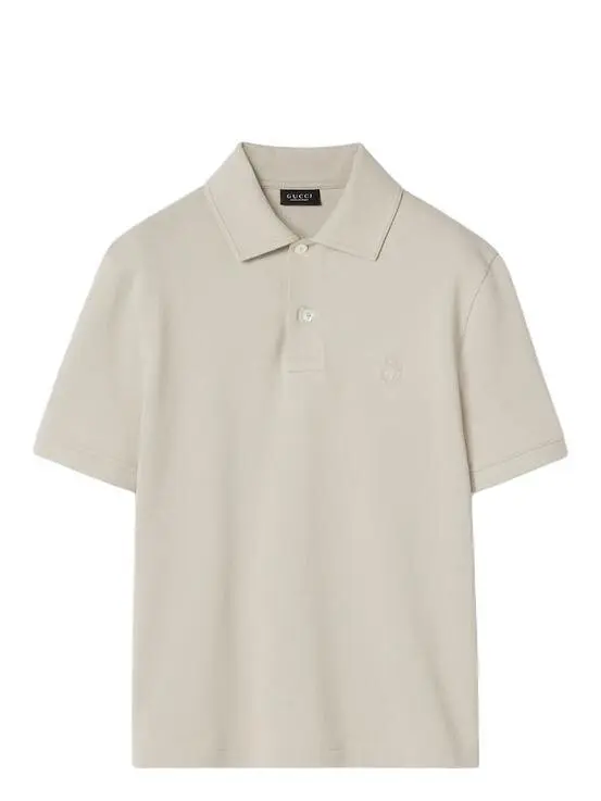 Gucci Cotton Piquet Polo Shirt With Embroidery - Grey