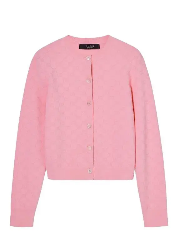 Gucci Gg Jacquard Fine Fabric Cardigan - Pink