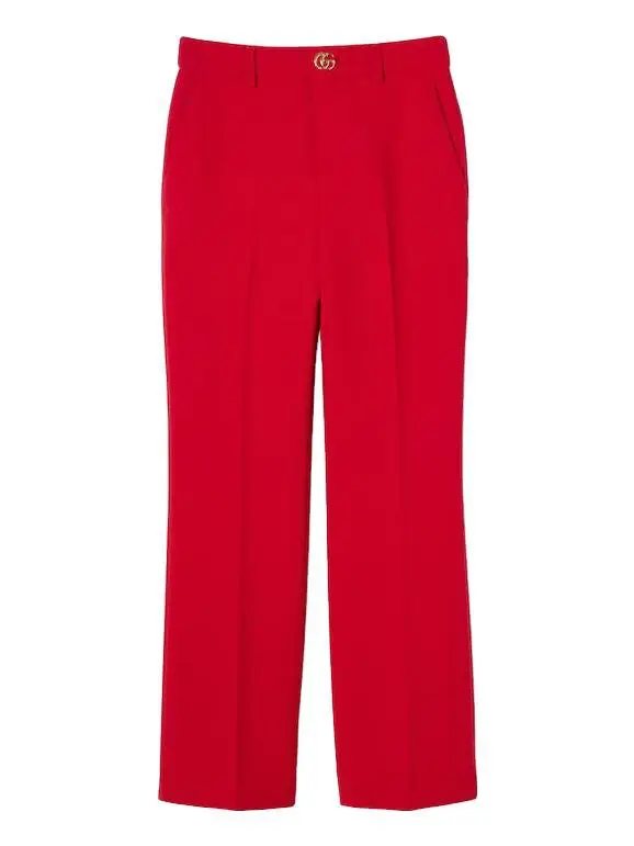 Gucci Crêpe Wool Pants With Double G Button - Red