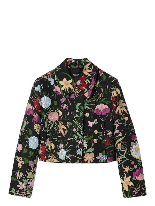 Gucci Flora Silk Brocade Jacket - Black