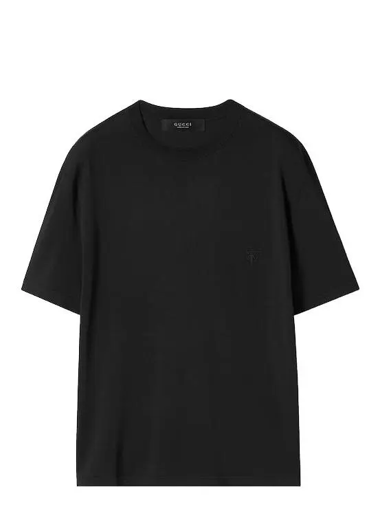 Gucci Knitted T-shirt With Embroidery - Black
