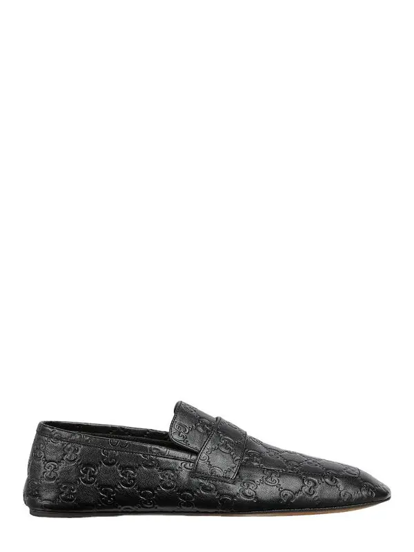 Gucci Horsebit Loafer With Embossed Gg - Black