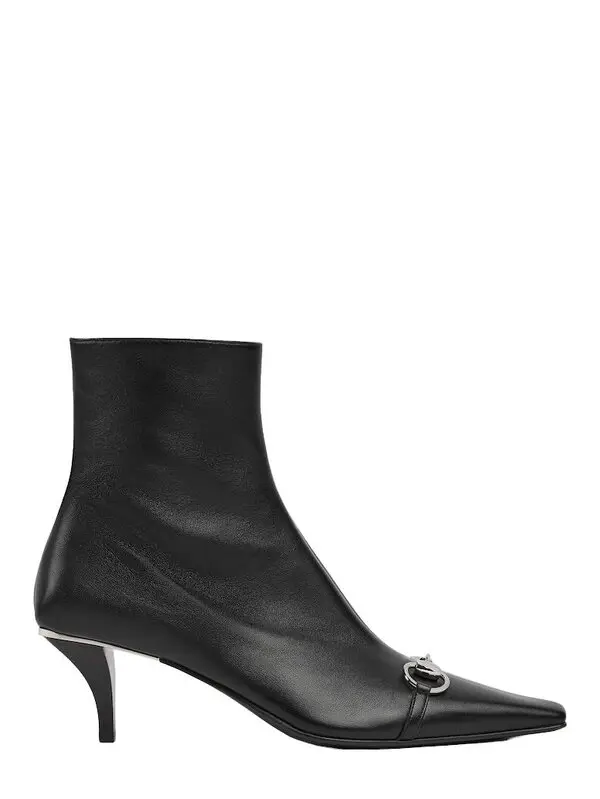 Gucci Leather Bootie With Horsebit - Black