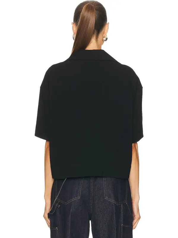 JIL SANDER Short Sleeve Polo Top - Black