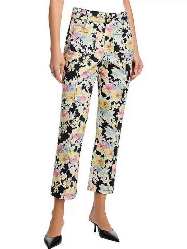 Cinq À Sept Dorothea Ikat Bouquet Ankle Jeans - Black Multi