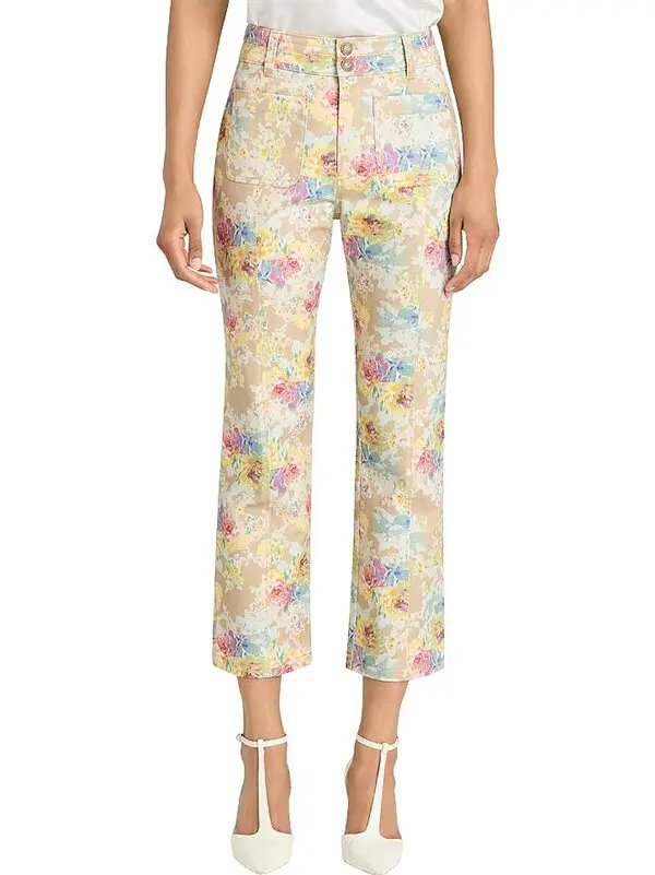 Cinq À Sept Dorothea Ikat Bouquet Ankle Jeans - Khaki Multi
