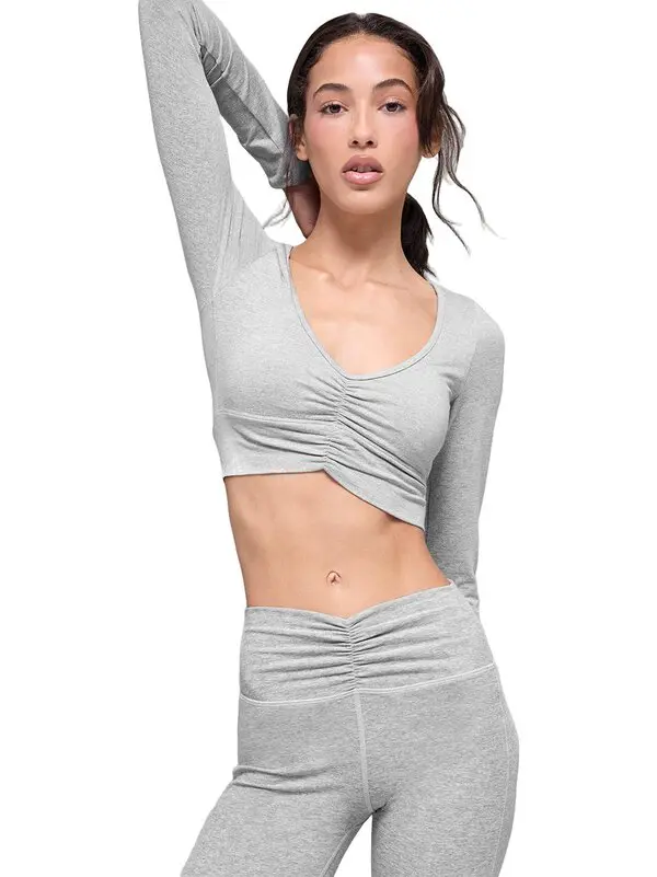 Alo Yoga Soft Intuition Long Sleeve Bra - Athletic Heather Grey