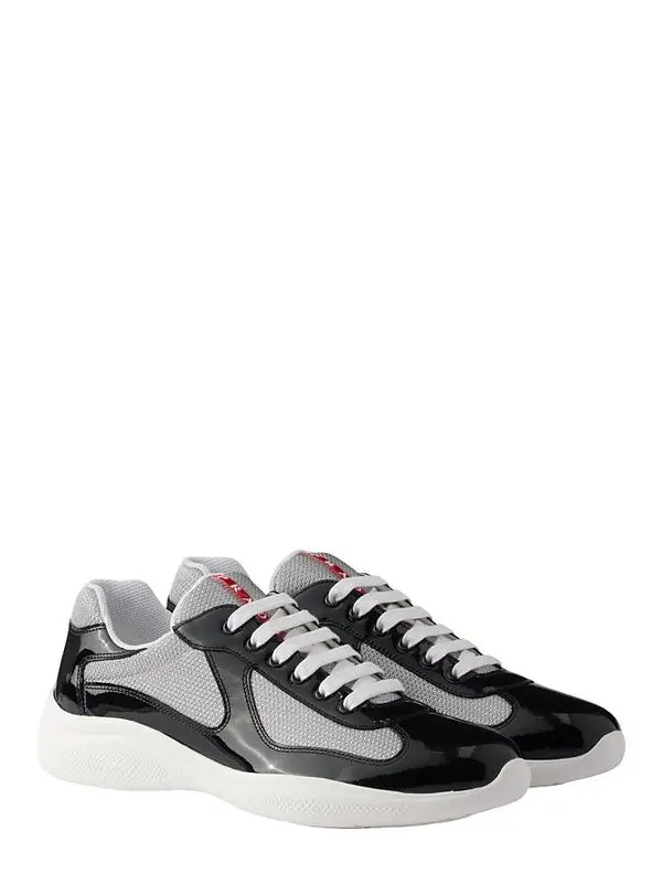 Prada America's Cup Leather And Fabric Sneakers - Charcoal