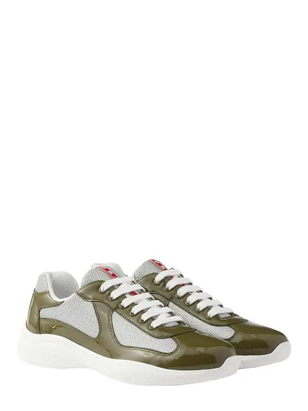 Prada America's Cup Sneakers In Patent Leather And Technical Fabric - Green