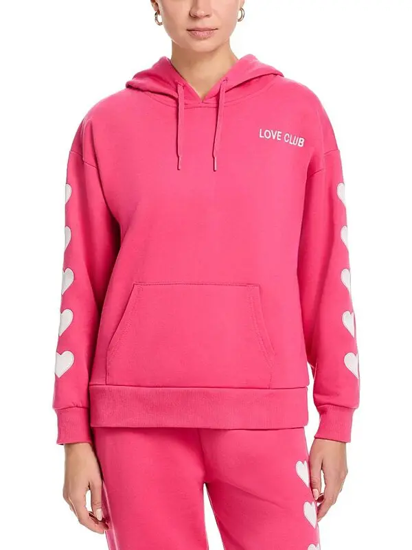 Vintage Havana Heart Embroidered French Terry Hoodie - Pink