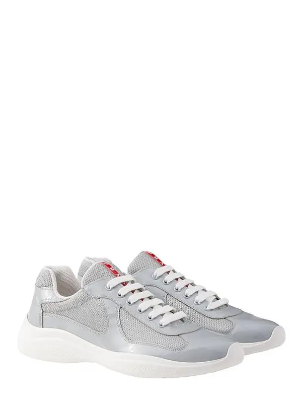 Prada America's Cup Patent Leather And Technical Fabric Sneakers - Grey