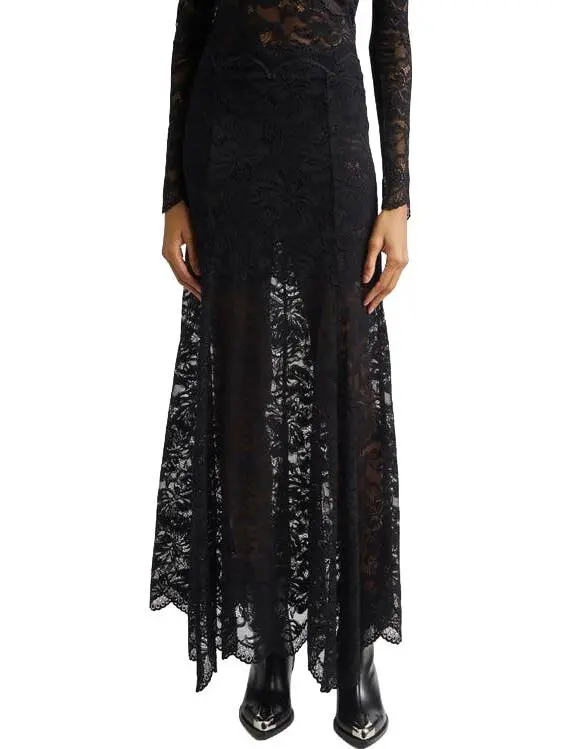 Rabanne Scalloped Lace Maxi Skirt - Black