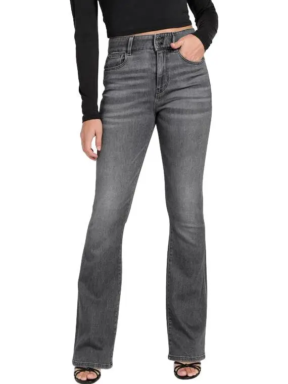 Guess Lace-up Corset Flare Jeans - Dark Grey