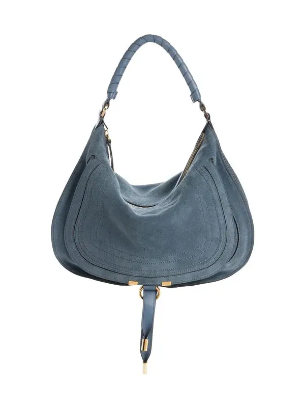 Chloé Medium Marcie Suede Shoulder Bag - Ashes Blue