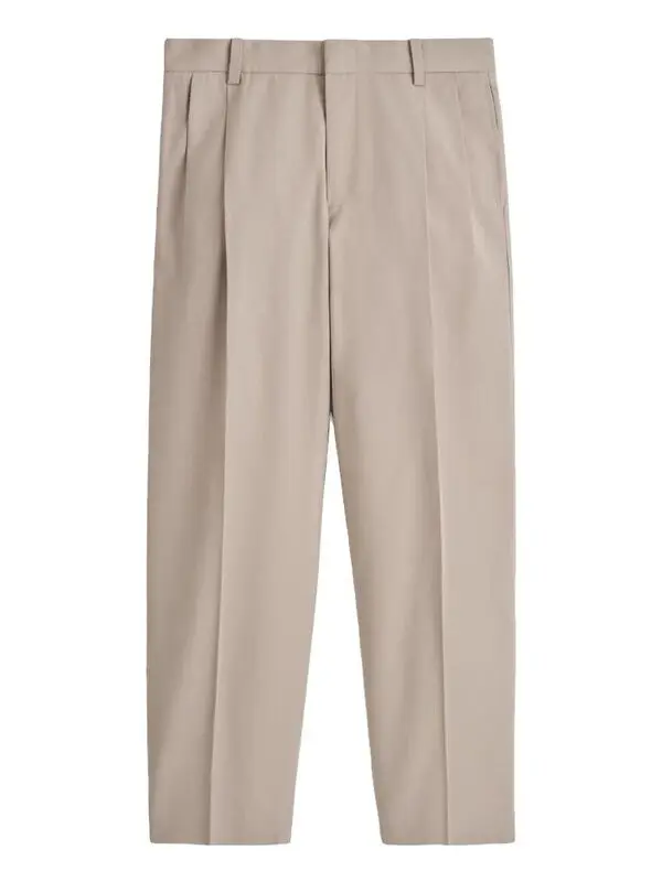 Cos Pleated Relaxed-fit Straight-leg Pants - Beige