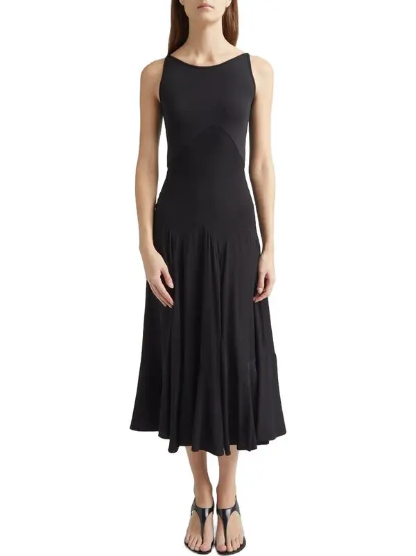 EMILY DAWN LONG Bias Cut Jersey Midi Dress - Black