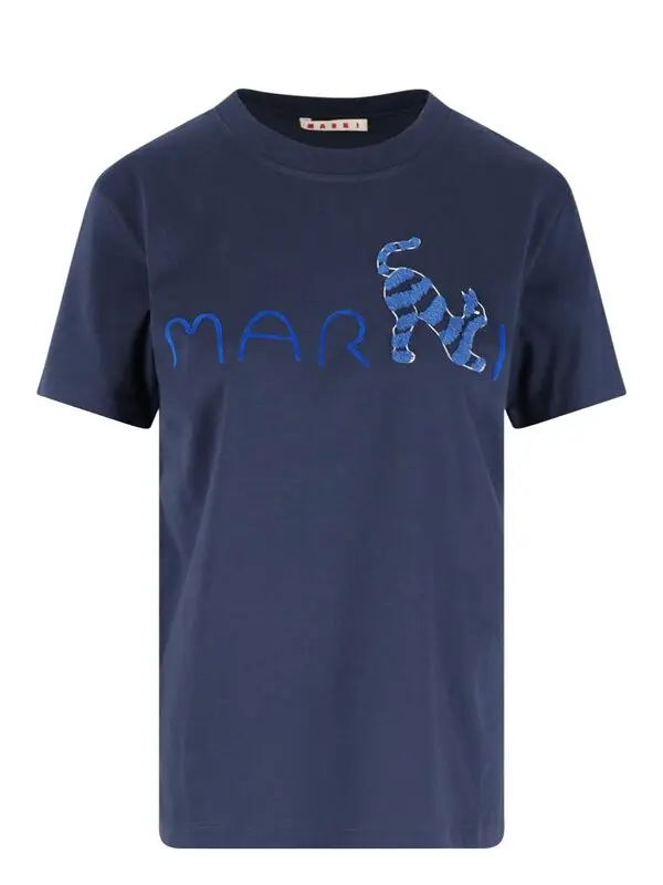 Marni Animal Alphabet Logo T-shirt - Blue