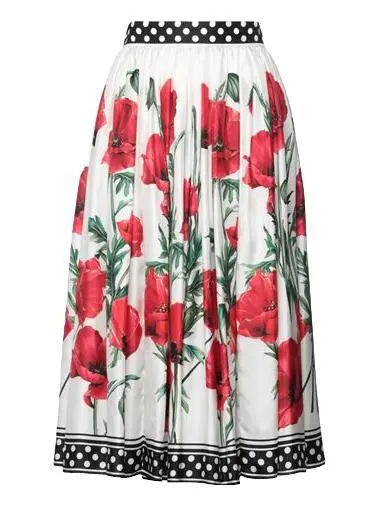 Dolce & Gabbana Floral Print Flared Midi Skirt - White