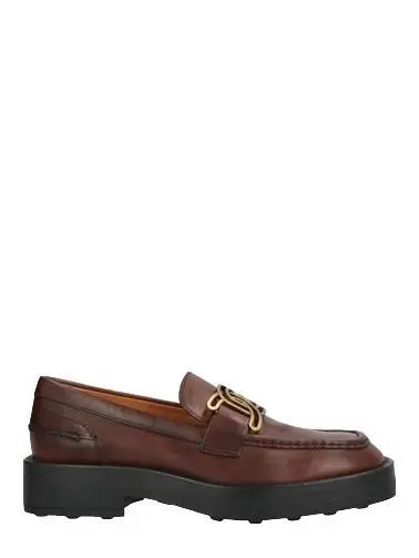 TOD'S Leather Loafers With Appliqués And Logo - Brown