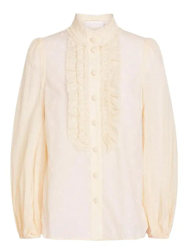 Zimmermann Ruffled Lace-trimmed Blouse - Cream
