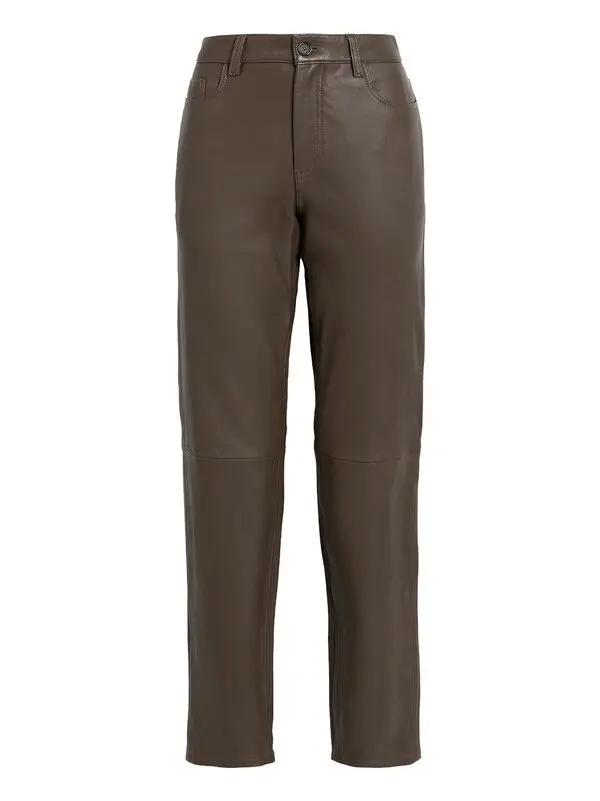 TOTEME Leather Slim-leg Pants - Brown