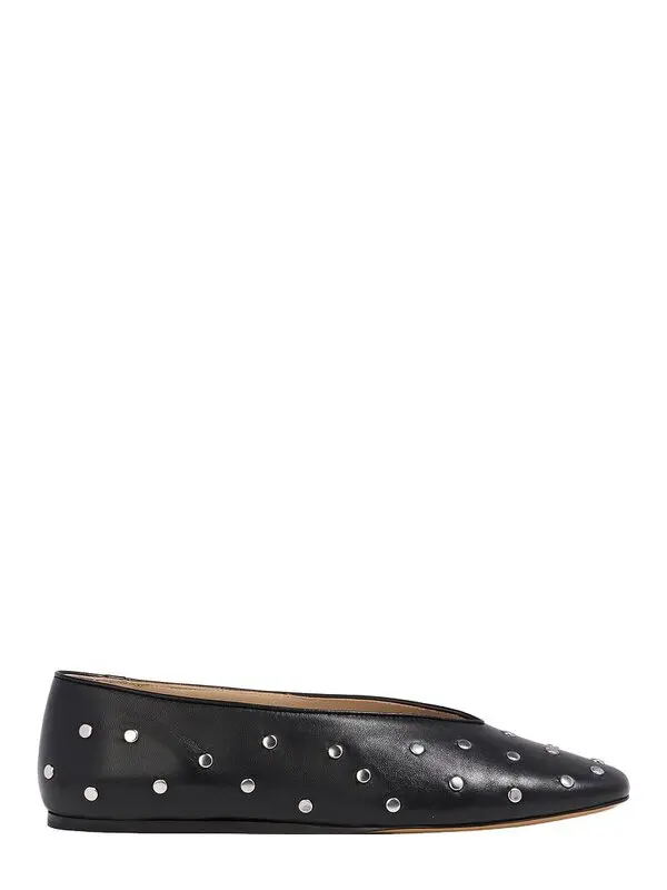 Le Monde Beryl Regency Studded Leather Ballet Flats - Black
