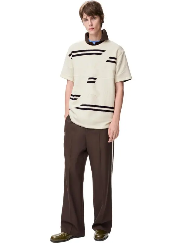 Loewe Oversized Fit T-shirt In Wool - White/dark Navy