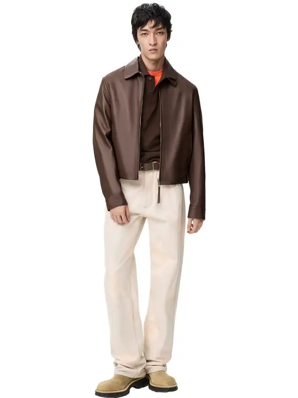Loewe Nappa Lambskin Zip-up Jacket - Taupe