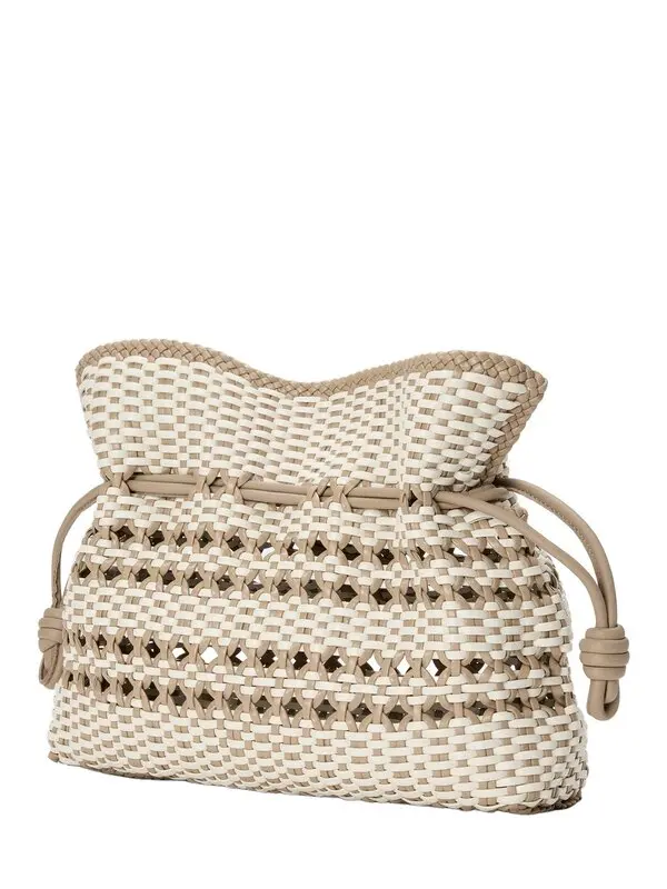Loewe Medium Flamenco Woven Nappa Clutch - Soft White/greige