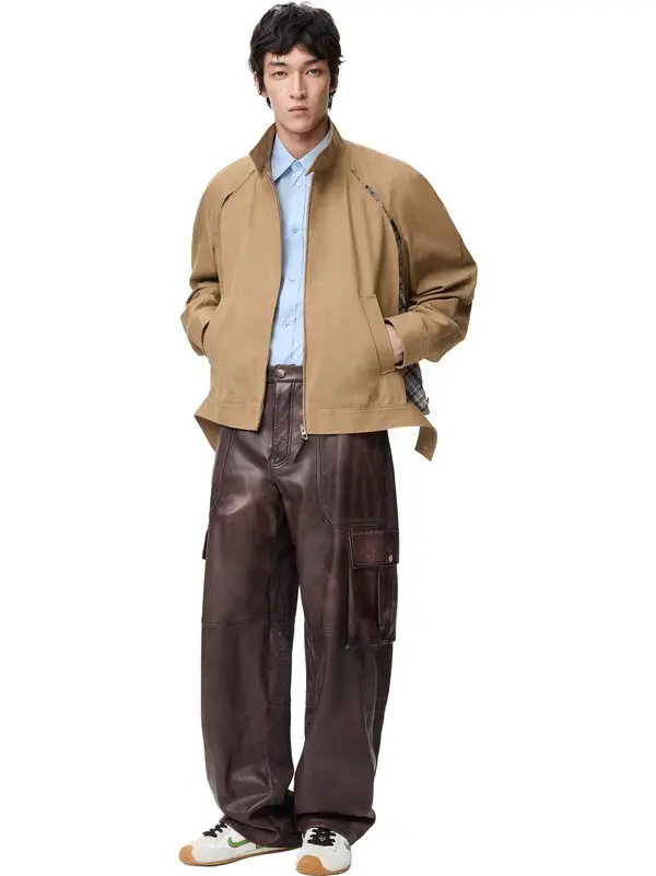 Loewe Nappa Lambskin And Cotton Cargo Trousers - Brown