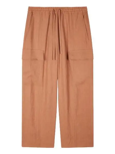 Paul Smith Linen Tapered Cargo Trousers - Brown