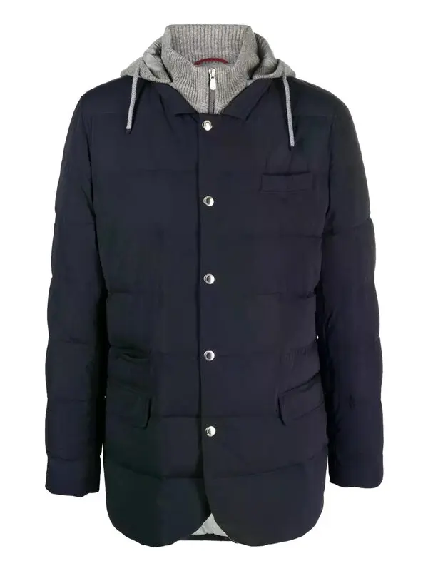 Brunello Cucinelli Feather-down Hooded Jacket - Blue