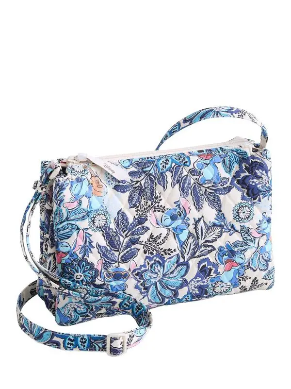 VERA BRADLEY Disney Foxbury Crossbody Bag In Stitch Leafy Blooms - Blue