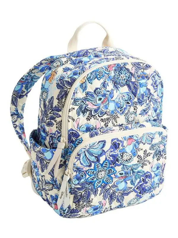VERA BRADLEY Disney Small Banbury Backpack In Stitch Leafy Blooms - Blue