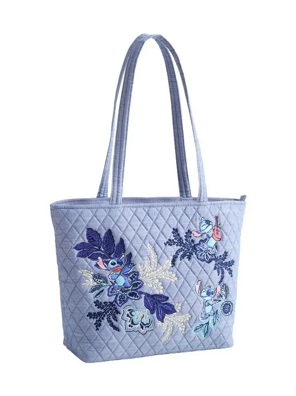 VERA BRADLEY Disney Stitch Leafy Blooms Chambray Tote Bag - Blue
